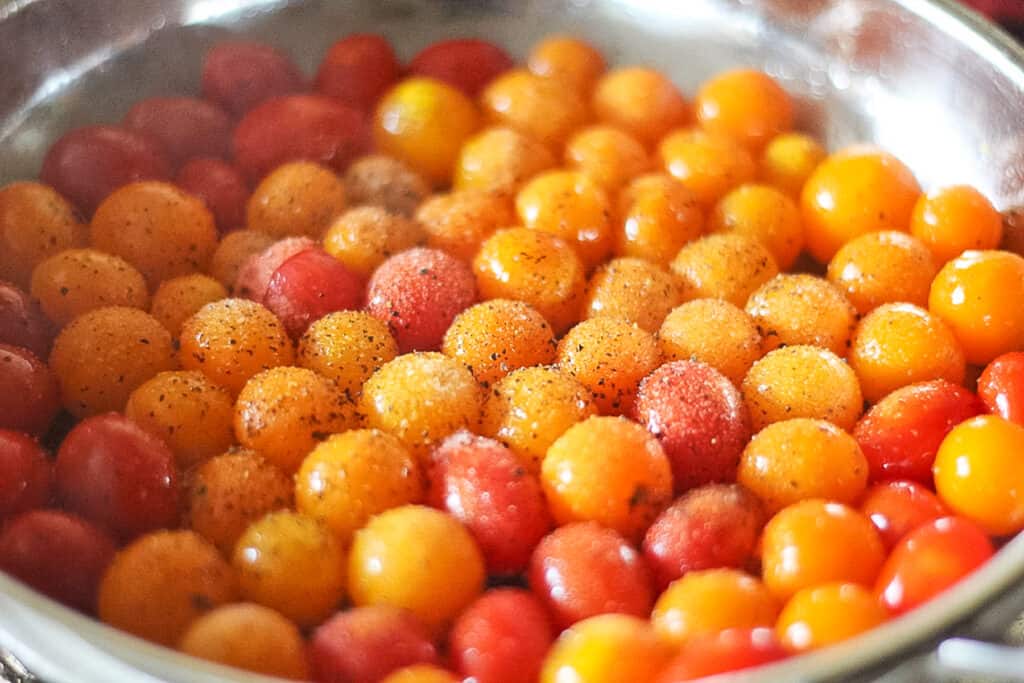 Cherry Tomato Confit Crostini - Finished with Salt
