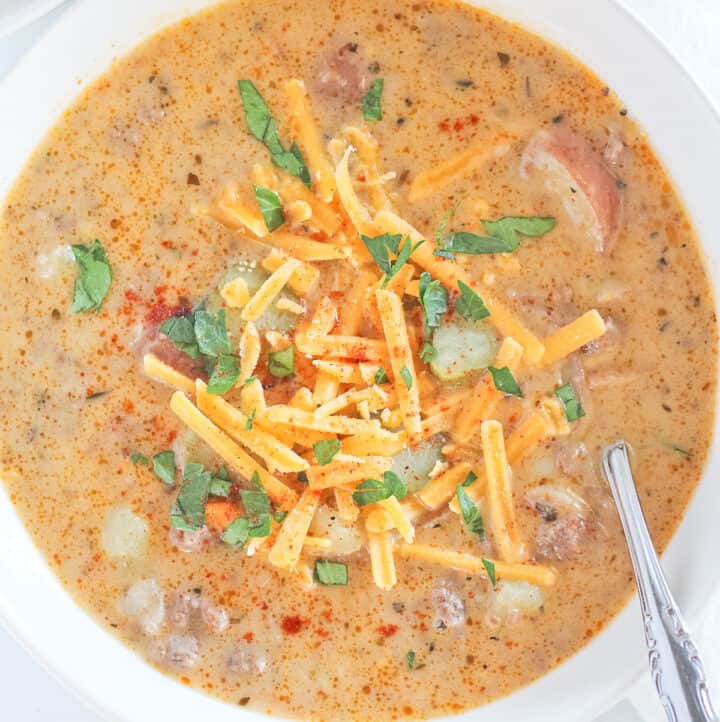 Instant Pot Cheeseburger Soup - Finished with Salt